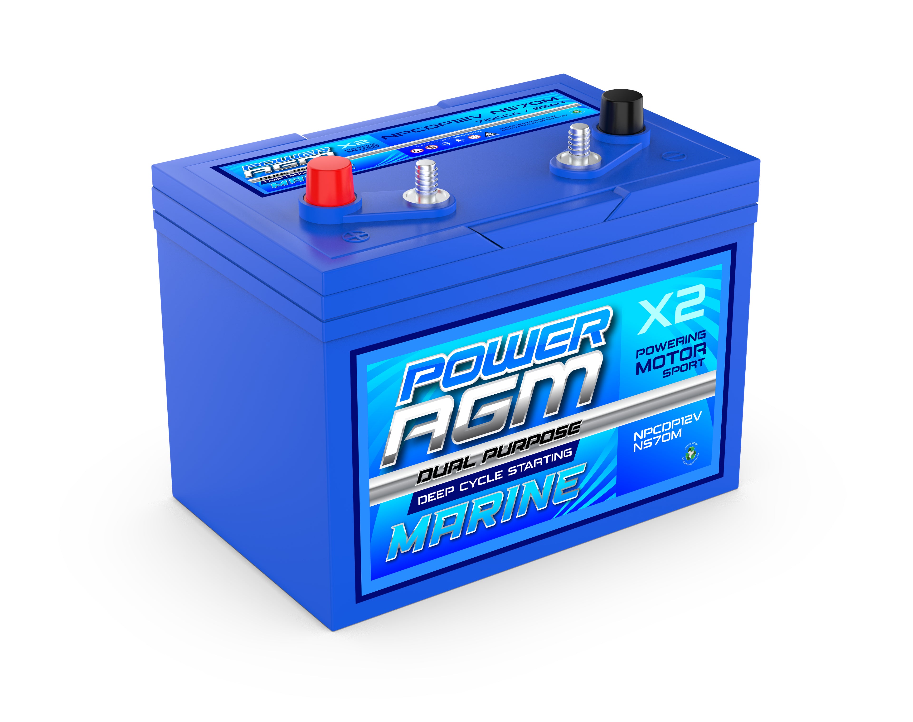 NPCDP12VNS70M POWER AGM DUAL PURPOSE MARINE SERIES DEEP CYCLE STARTING ...